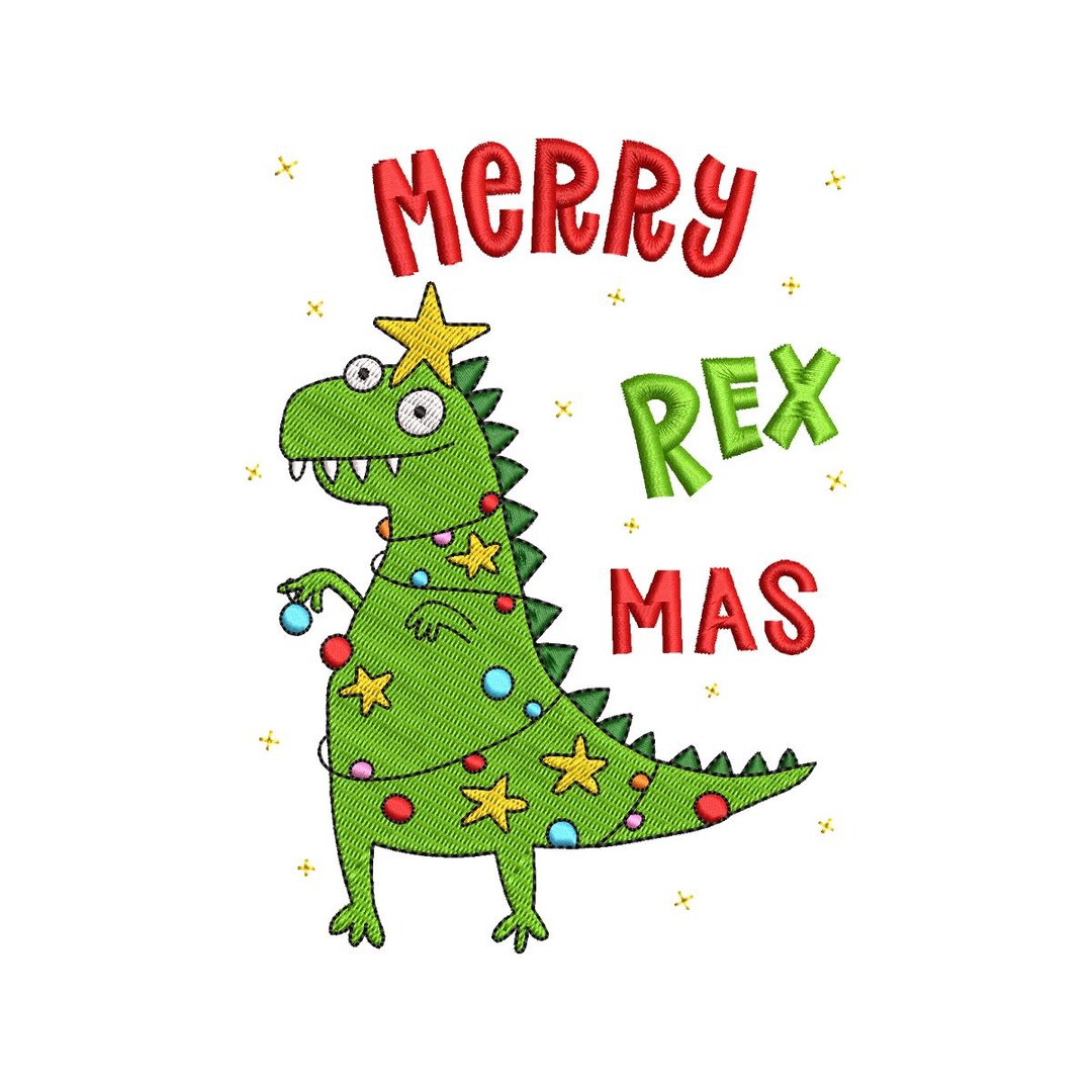 Merry Rexmas Dinosaur Machine Embroidery Design - Etsy