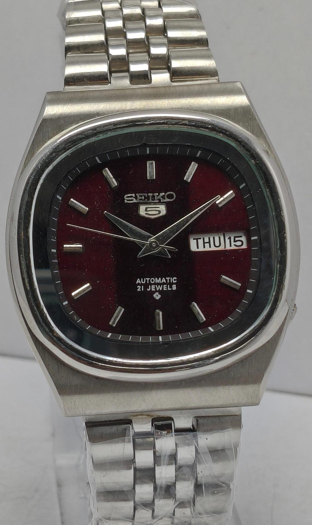 Vintage Seiko 5 Automatic Watch: Red Wine Dial, Day/date, Serviced - Etsy
