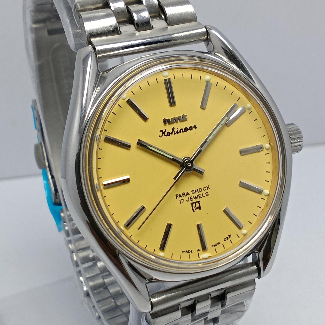 Vintage HMT Kohinoor Hand-winding Wrist Watch: Yellow Dial, Serviced - Etsy