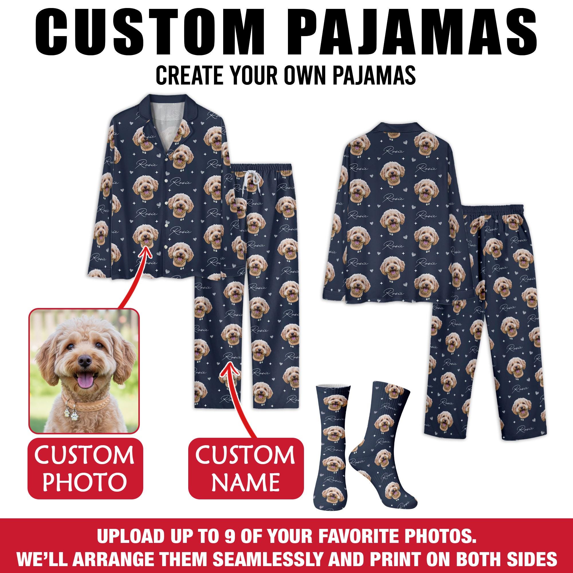 Custom Pet Pajama Pants With Photo, Personalized Pet Name Christmas ...