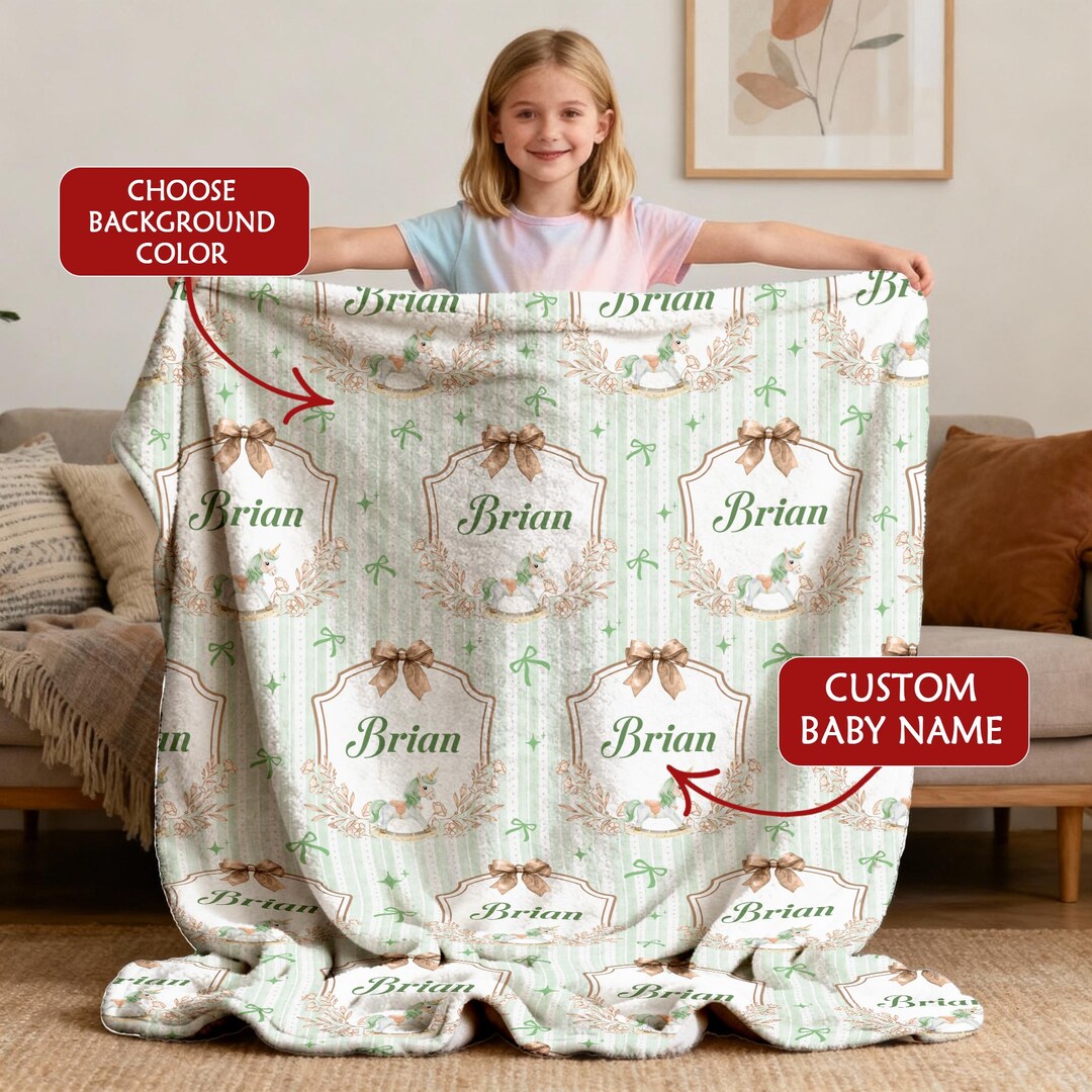 Custom Baby Blanket With Name, Coquette Bow Blanket, Personalized Cute ...