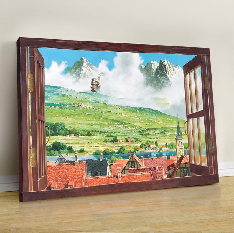 Howl's Moving Castle Poster: Studio Ghibli Anime Art, Ghibli Window ...