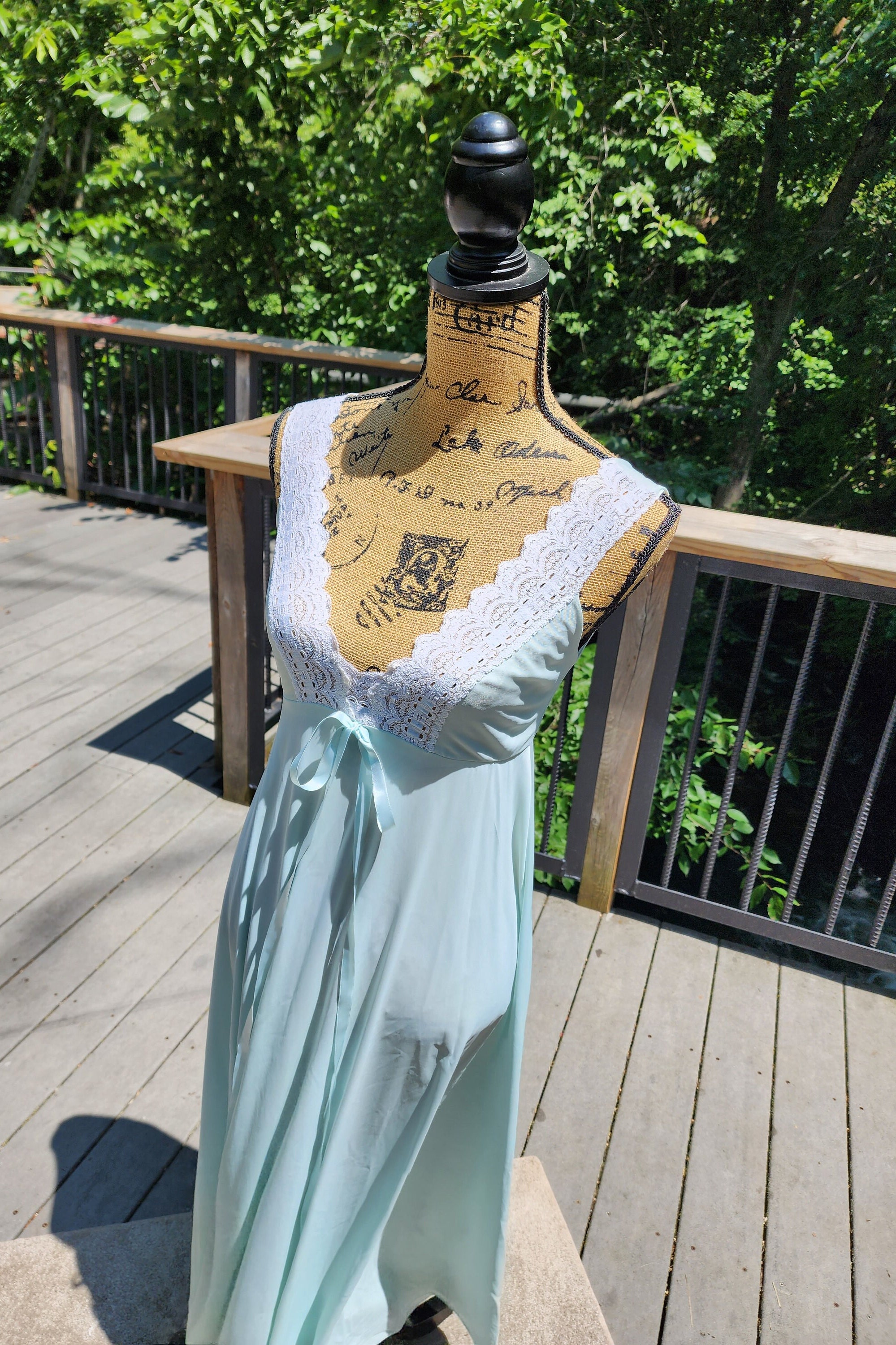 Vintage OLGA Baby Blue Night Gown and Robe Two Piece Lingerie Set ...