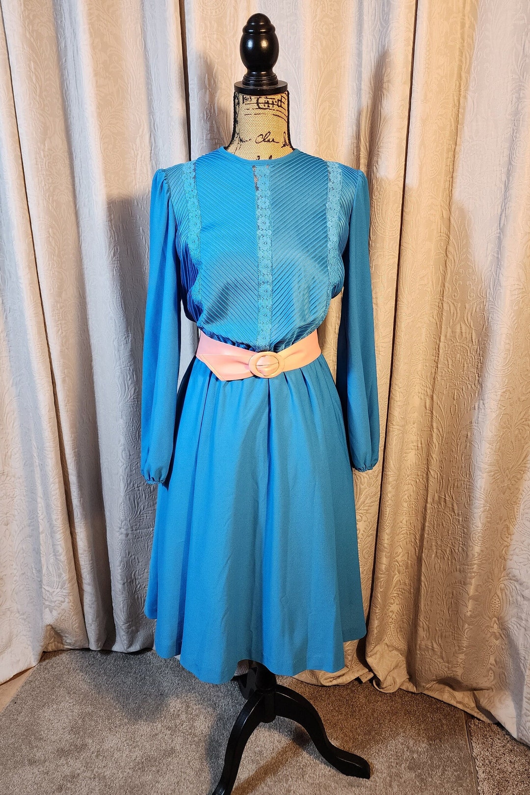 Late 1960s Early 1970s Cornflower Blue Vintage Dress by Jennifer Gee ...