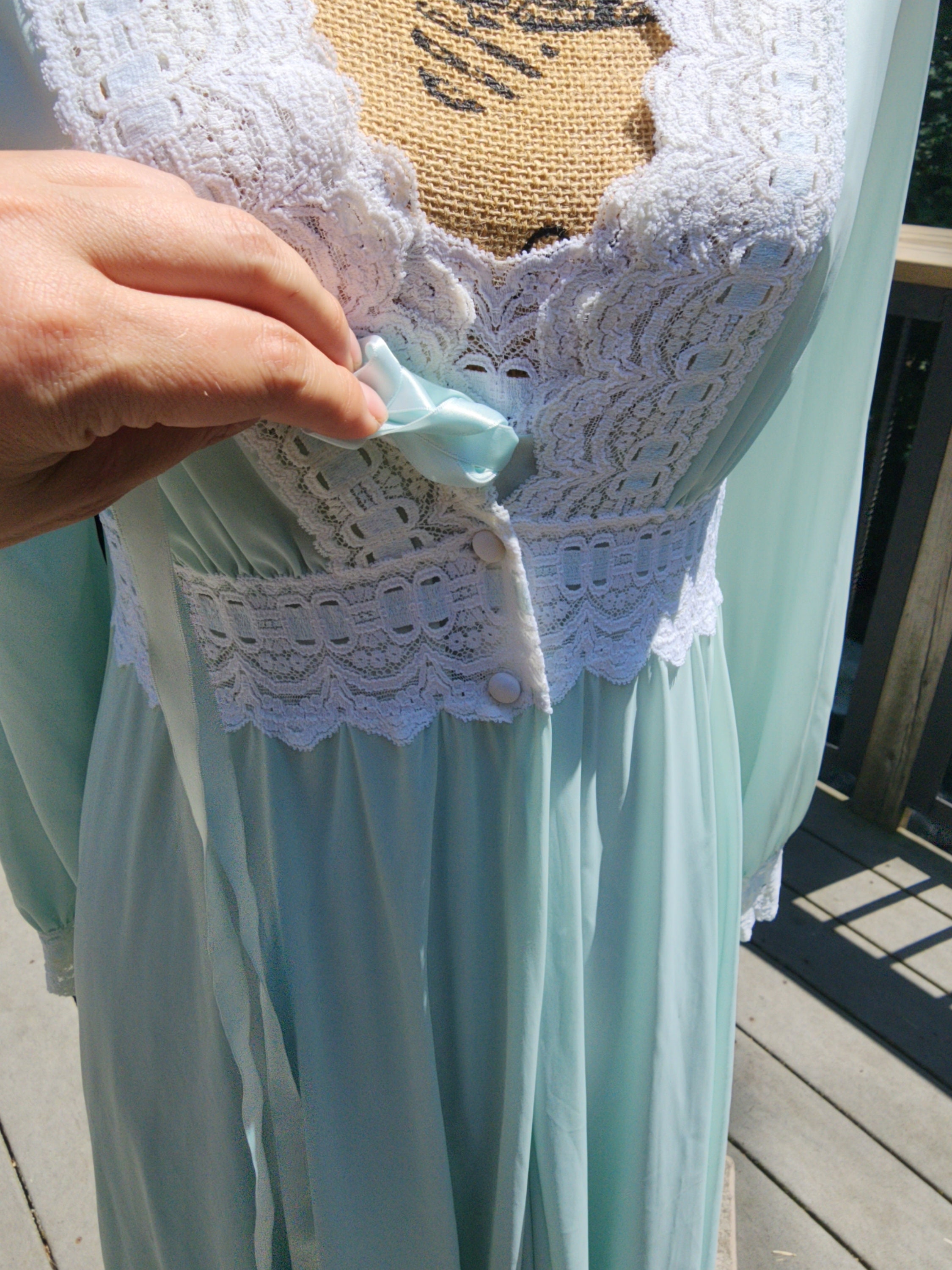Vintage OLGA Baby Blue Night Gown and Robe Two Piece Lingerie Set ...