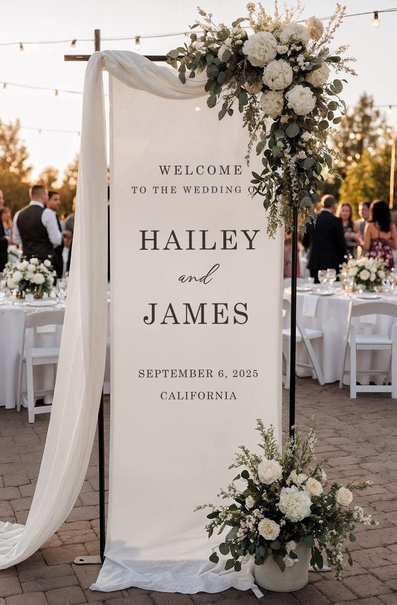 Custom Wedding Welcome Sign | Personalized Fabric Linen Banner for ...