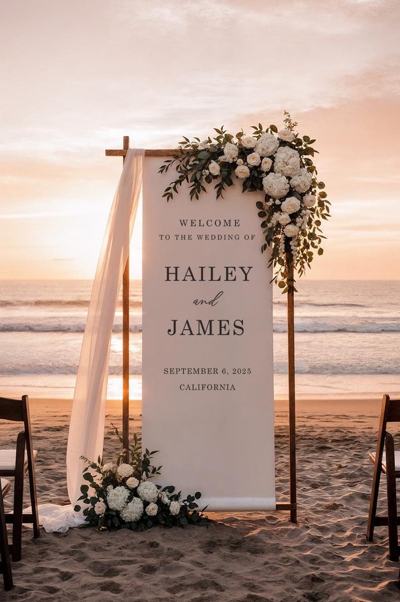 Personalized Wedding Welcome Sign | Custom Linen Fabric Banner for ...