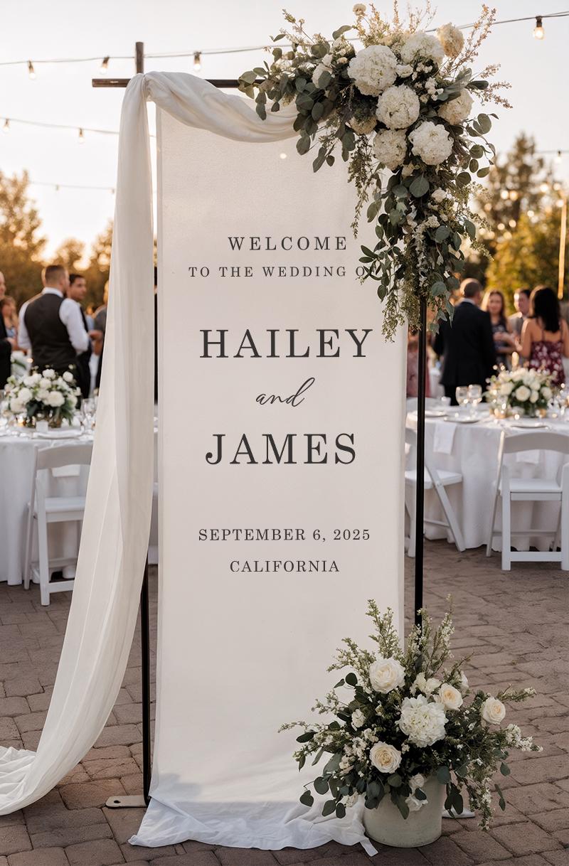Personalized Wedding Welcome Sign | Custom Linen Fabric Banner for ...