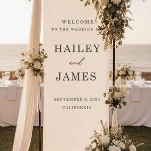 Custom Wedding Welcome Sign | Personalized Fabric Linen Banner | Rustic ...