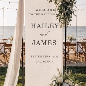 Personalized Wedding Welcome Sign | Custom Linen Fabric Banner for ...