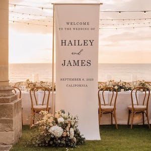 Personalized Wedding Welcome Sign | Custom Linen Fabric Banner for ...