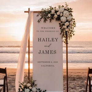 Custom Wedding Welcome Sign | Personalized Fabric Linen Banner for ...