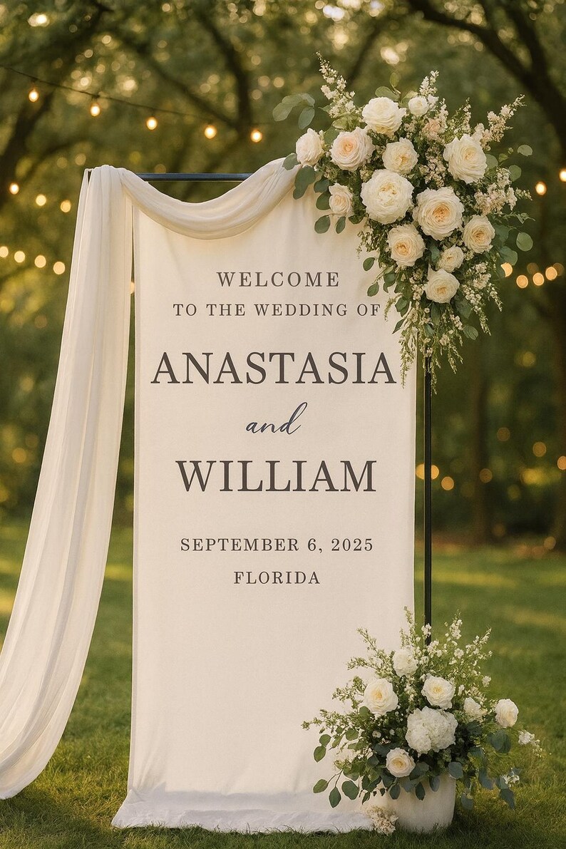 Personalized Wedding Welcome Sign | Custom Linen Fabric Banner for ...