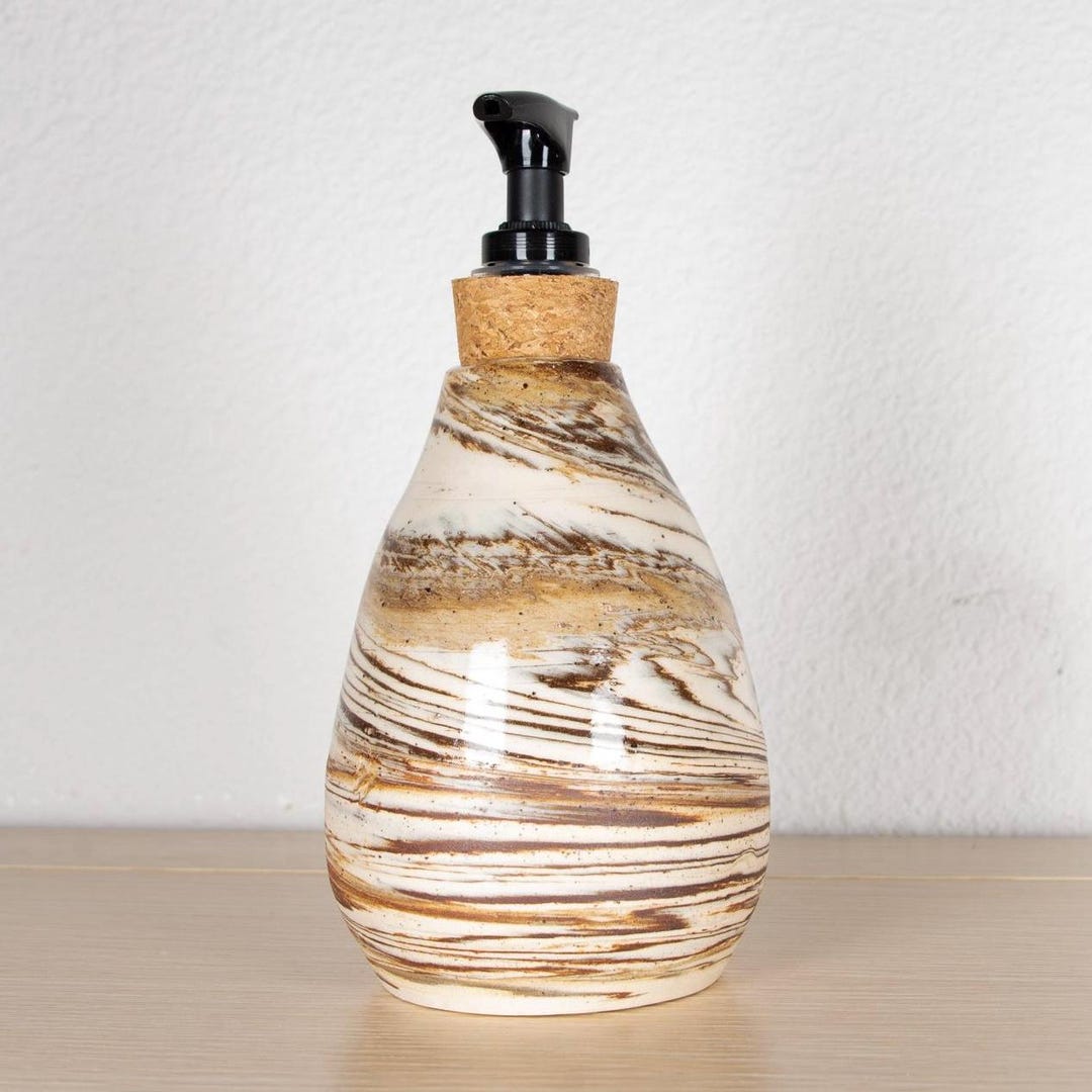 Cork-lidded Ceramic Soap Dispenser | Handmade Earthenware Pottery - Etsy
