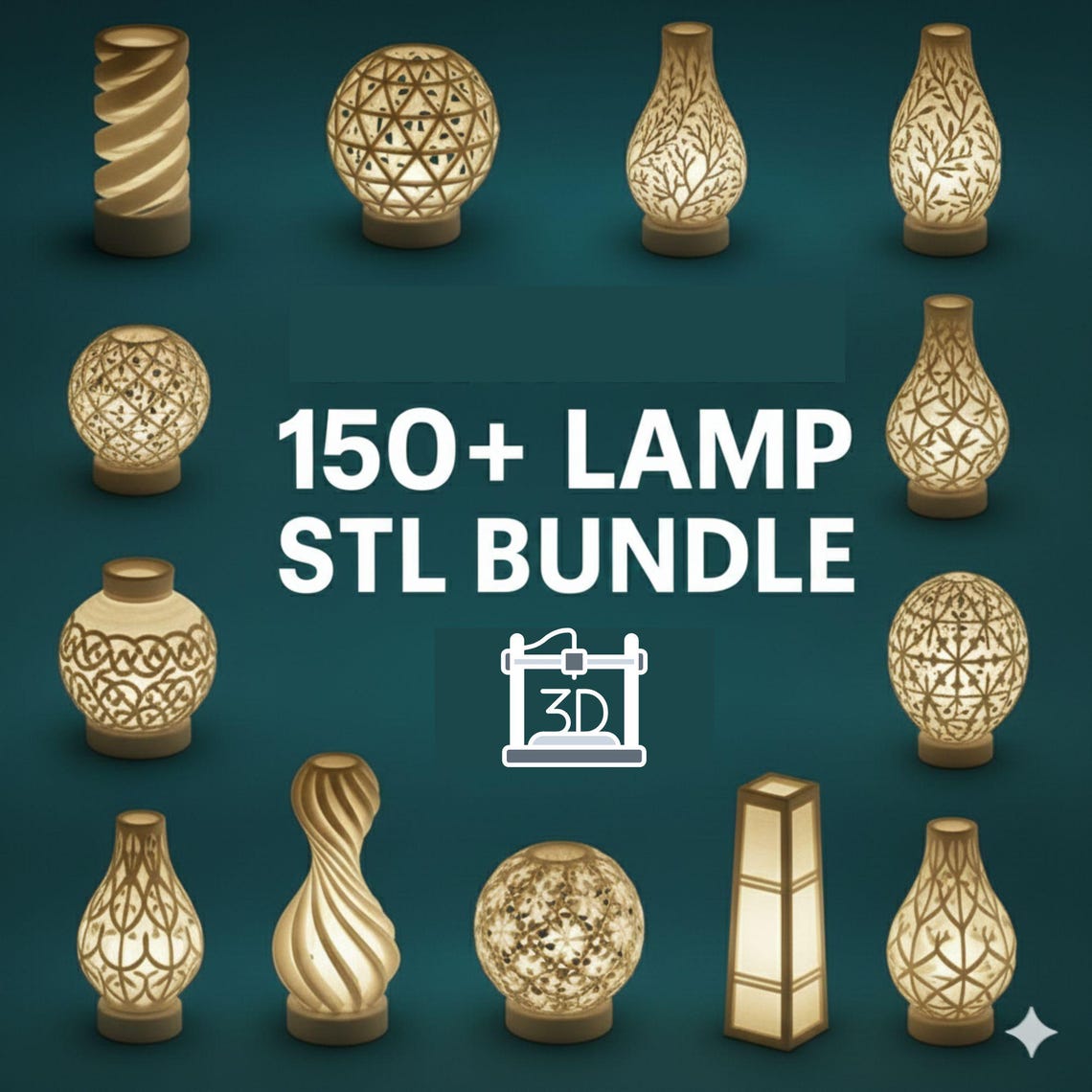 150+ Lamp STL Bundle, 3D Print STL Pack, Modern 3D Printable Lamp ...