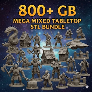 800+ GB Mega gemischtes Tabletop STL Bundle, Fantasy Kreaturen, Modelle ...