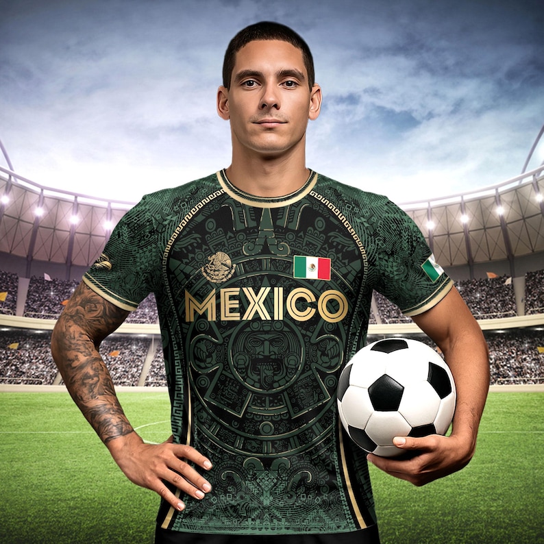 Mexican Aztec Soccer Jersey for Men, Mexico Football Jersey, Great ...