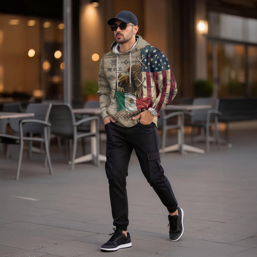 Mexico Hoodie, Mexican Clothes Men With Aztec Art, Mexico Flag Hoodie ...