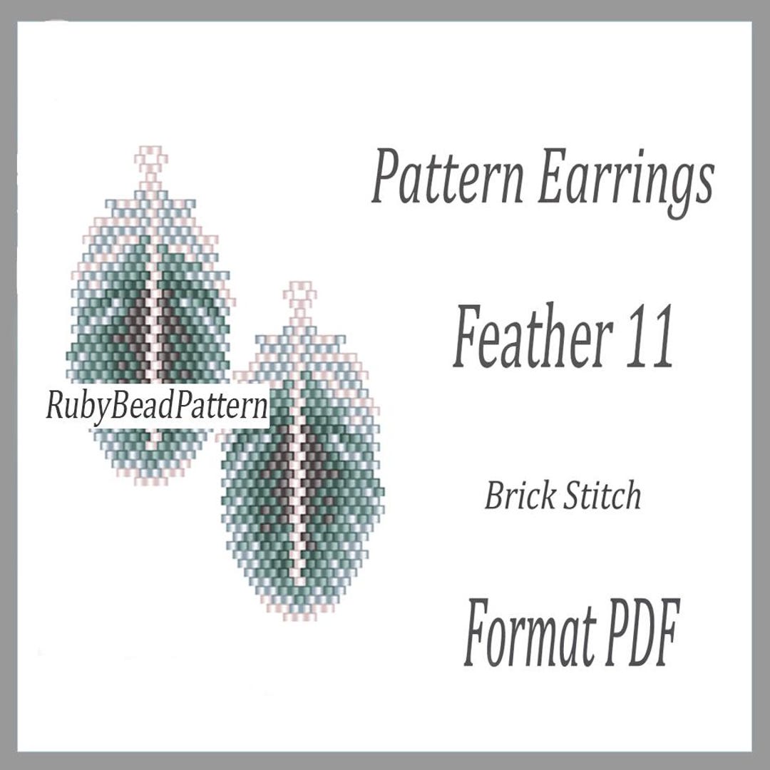Feather 11 Bead Earrings Pattern, Feather Beaded Pattern, Feather ...