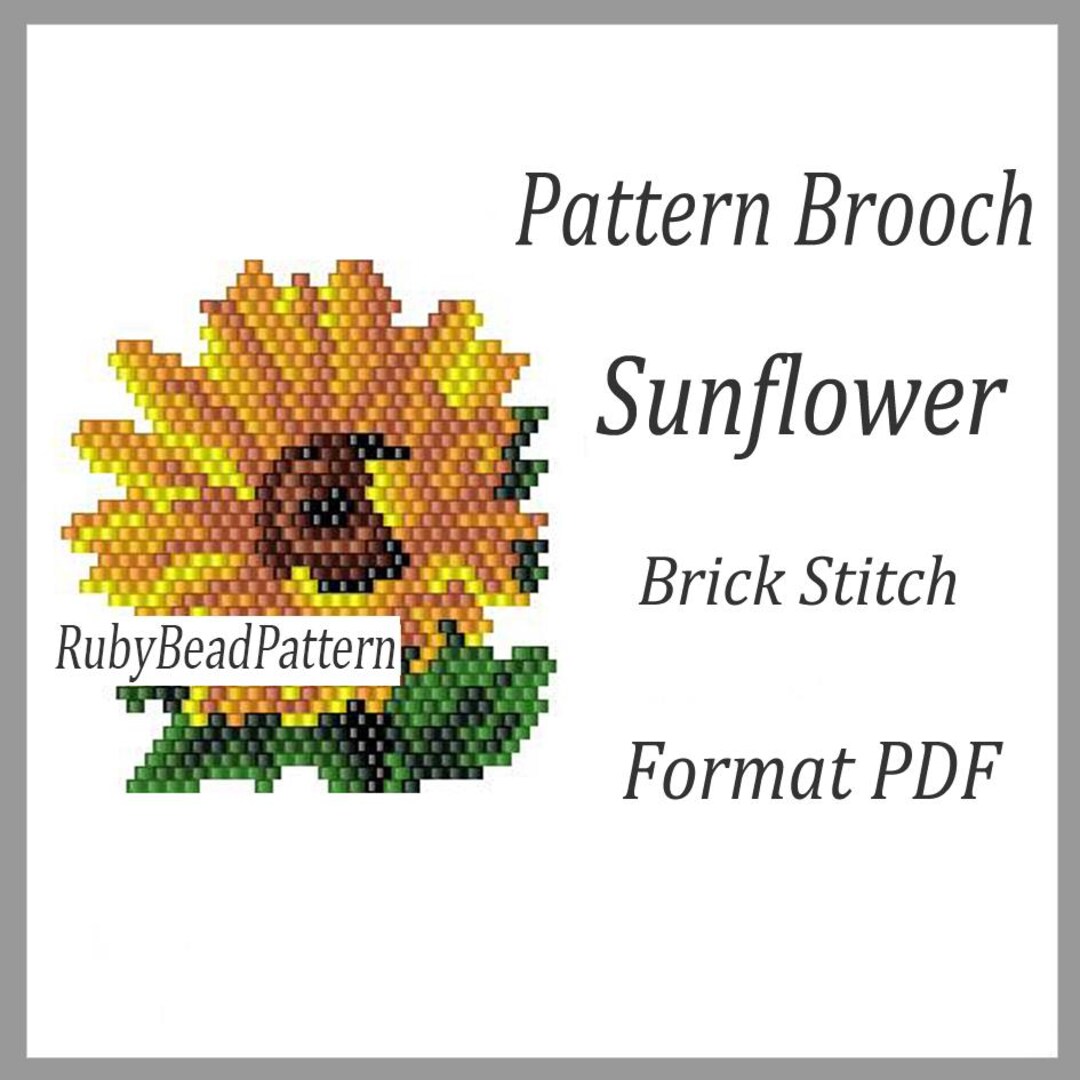Sunflower Bead Brooch Pattern, Sunflower Flower Beaded Pattern ...