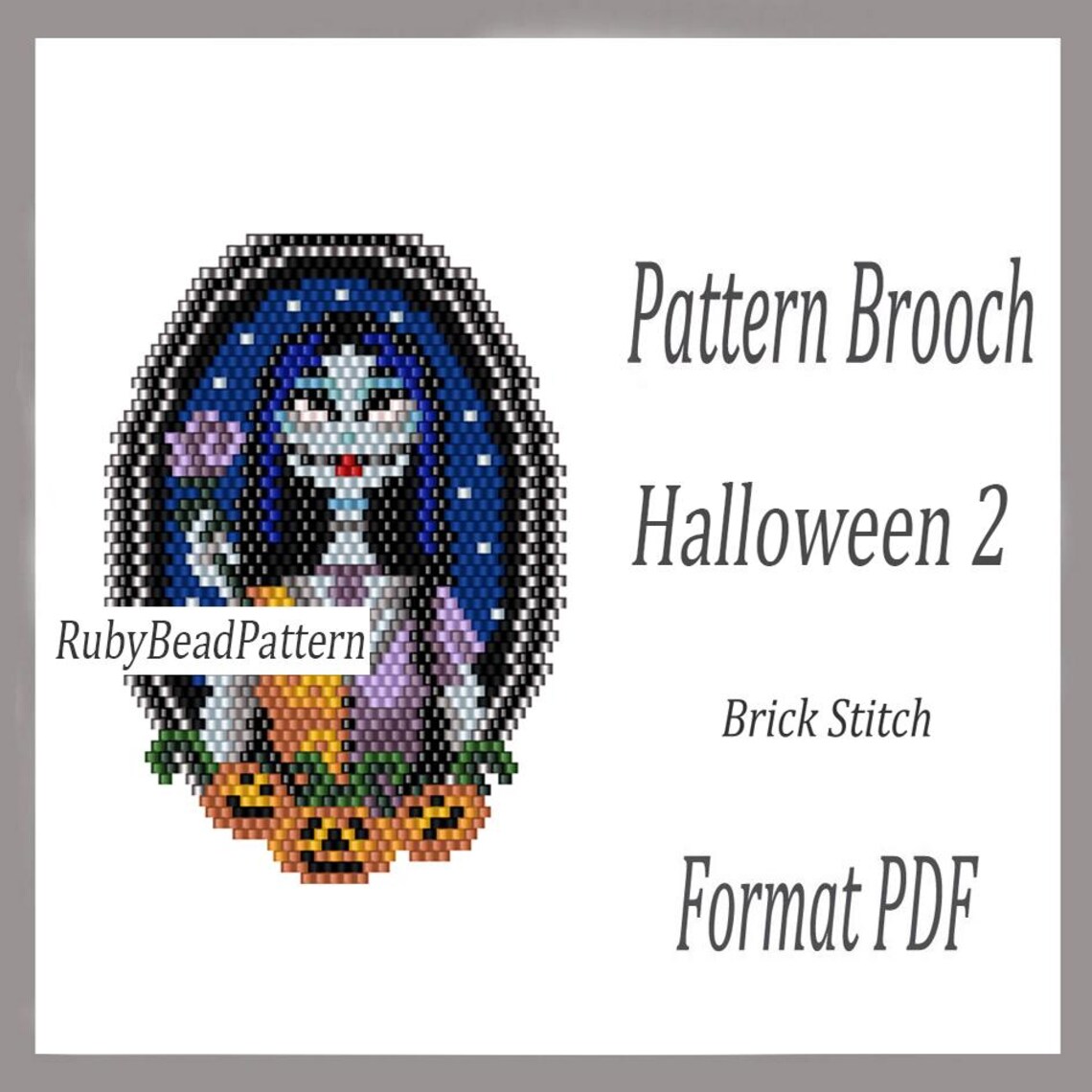 Halloween 2 Bead Brooch Pattern, Halloween Beaded Pattern, Halloween ...
