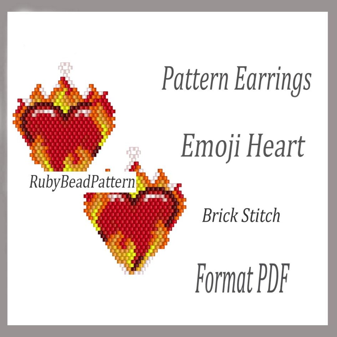 Emoji Heart Bead Earrings Patterns, Heart Beaded Patterns, Heart ...