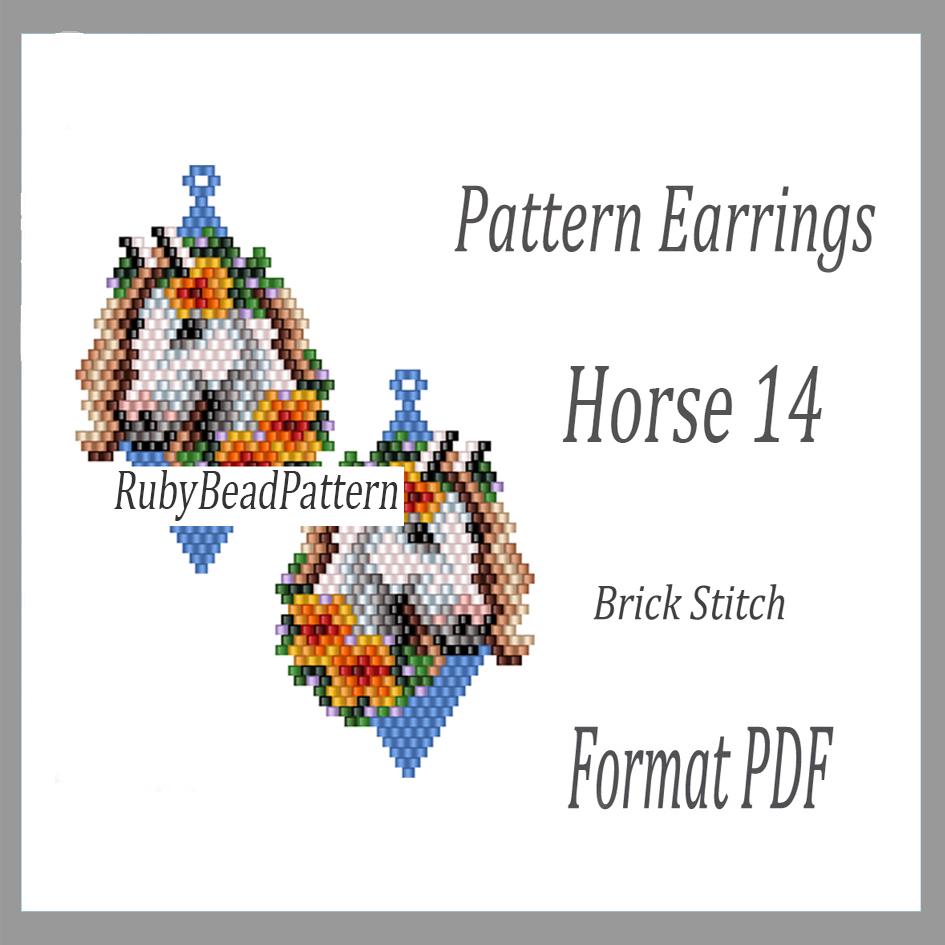 Horse 14 Bead Earrings Pattern, Horse Beaded Pattern, Horse Beading ...