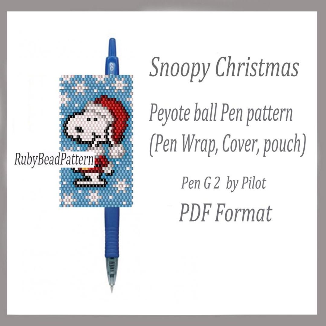 Snoopy Christmas Bead Pen Wraps Pilot G2, Snoopy Pattern Bead Cover Pen ...
