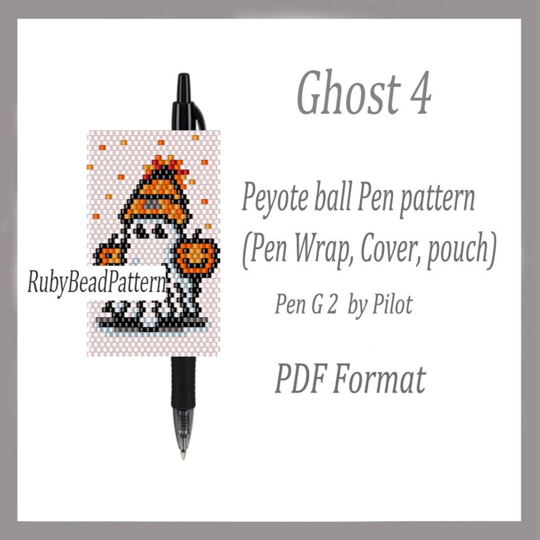 Ghost 4 Bead Pen Wraps Pilot G2, Ghost Pattern Cover Pen Halloween ...