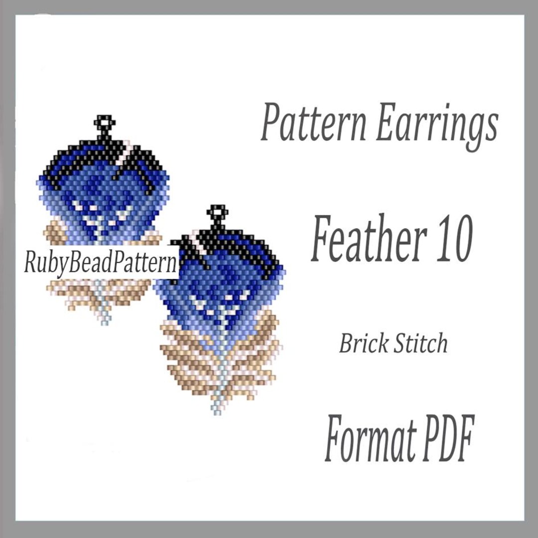 Feather 10 Bead Earrings Pattern, Feather Beaded Pattern, Feather ...