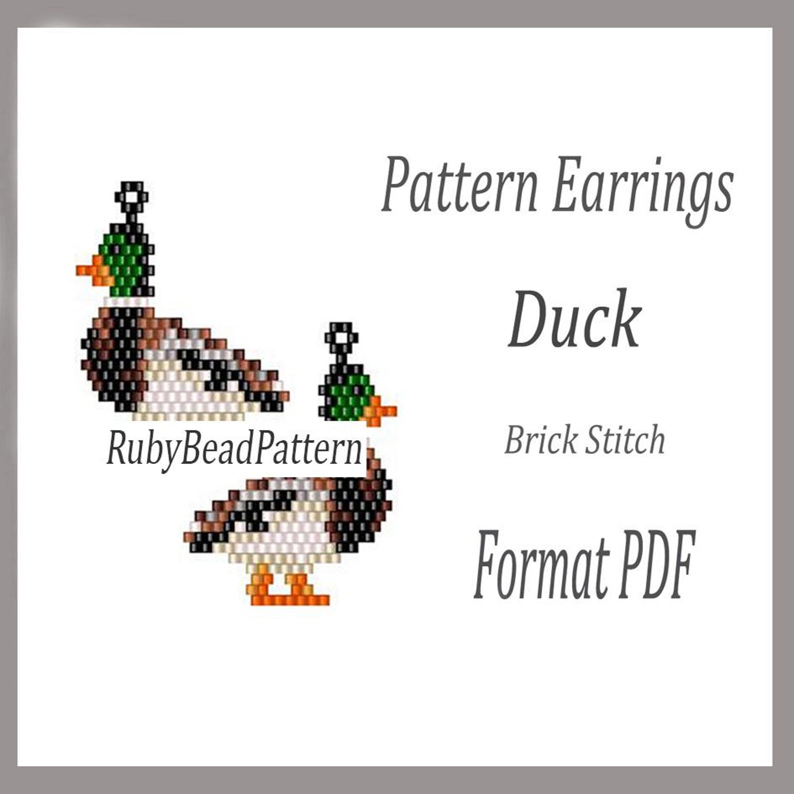 Duck Bead Earrings Pattern, Duck Beaded Pattern, Duck Beading Earrings ...