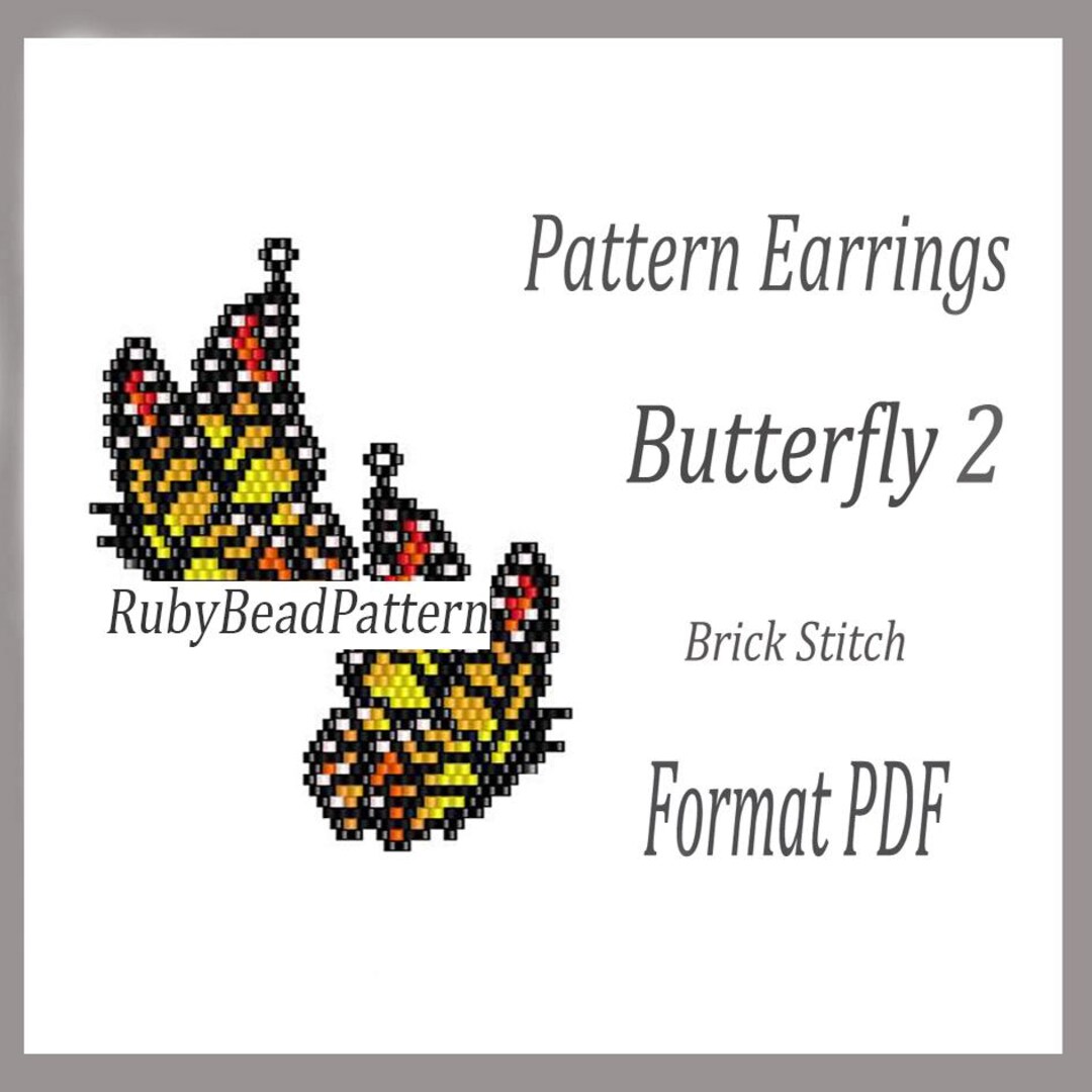 Butterfly 2 Bead Earrings Pattern, Butterfly Beaded Pattern, Butterfly ...