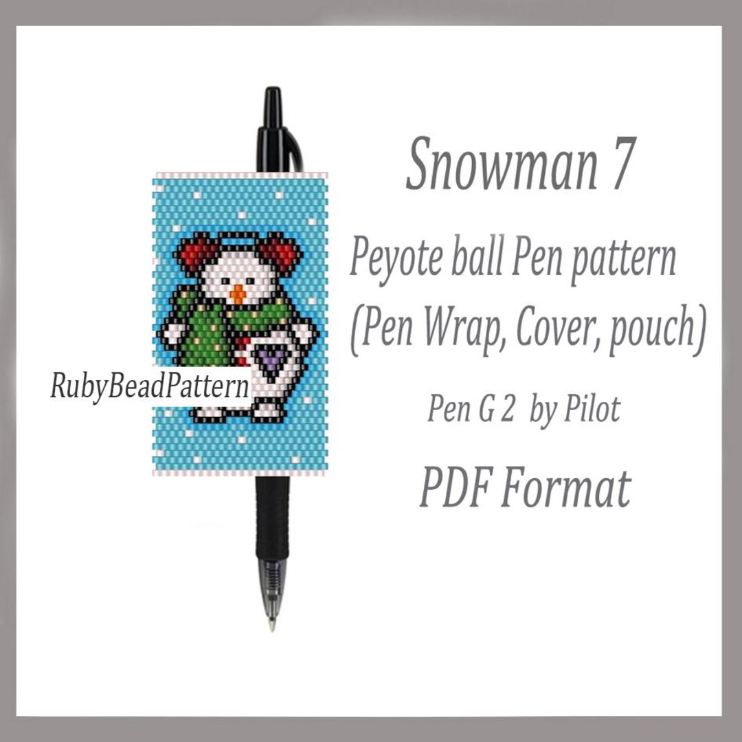 Snowman 7 Bead Pen Wraps Pilot G2, Snowman Pattern Bead Cover Pen ...