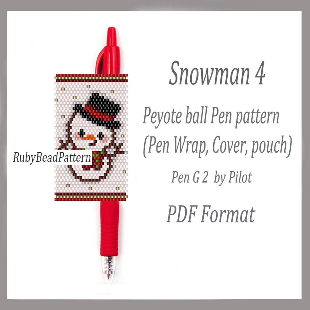 Snowman 4 Bead Pen Wraps Pilot G2, Snowman Pattern Bead Cover Pen ...