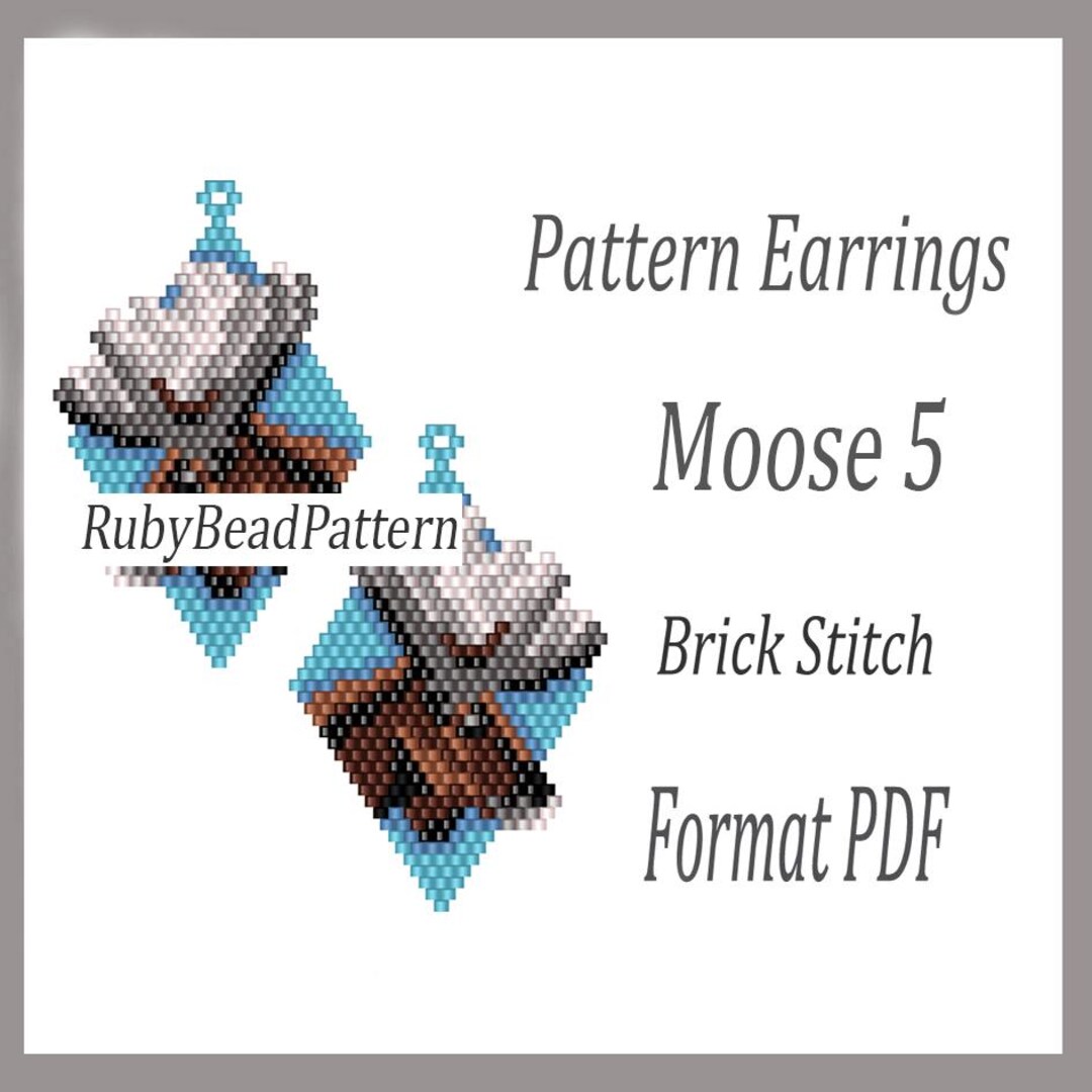Moose 5 Bead Earrings Pattern, Moose Beaded Pattern, Moose Beading ...