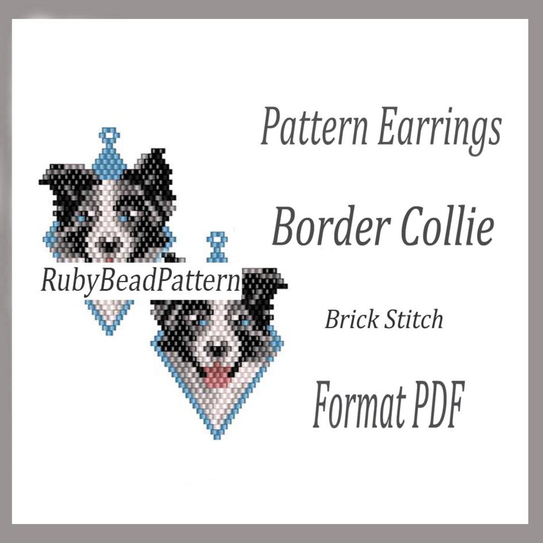 Border Collie Dog Bead Earrings Pattern, Border Collie Dog Beaded ...