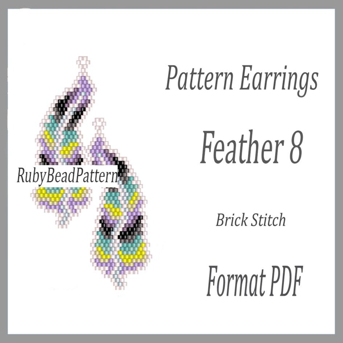 Feather 8 Bead Earrings Pattern, Feather Beaded Pattern, Feather ...