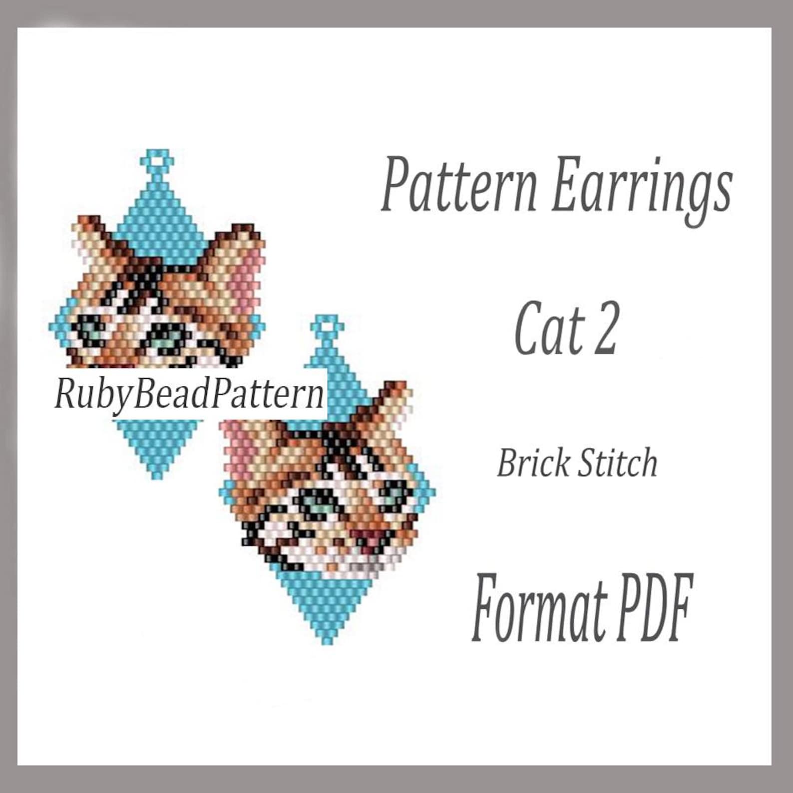 Cat 2 Bead Earrings Pattern, Cat Beaded Pattern, Cat Beading Earrings ...
