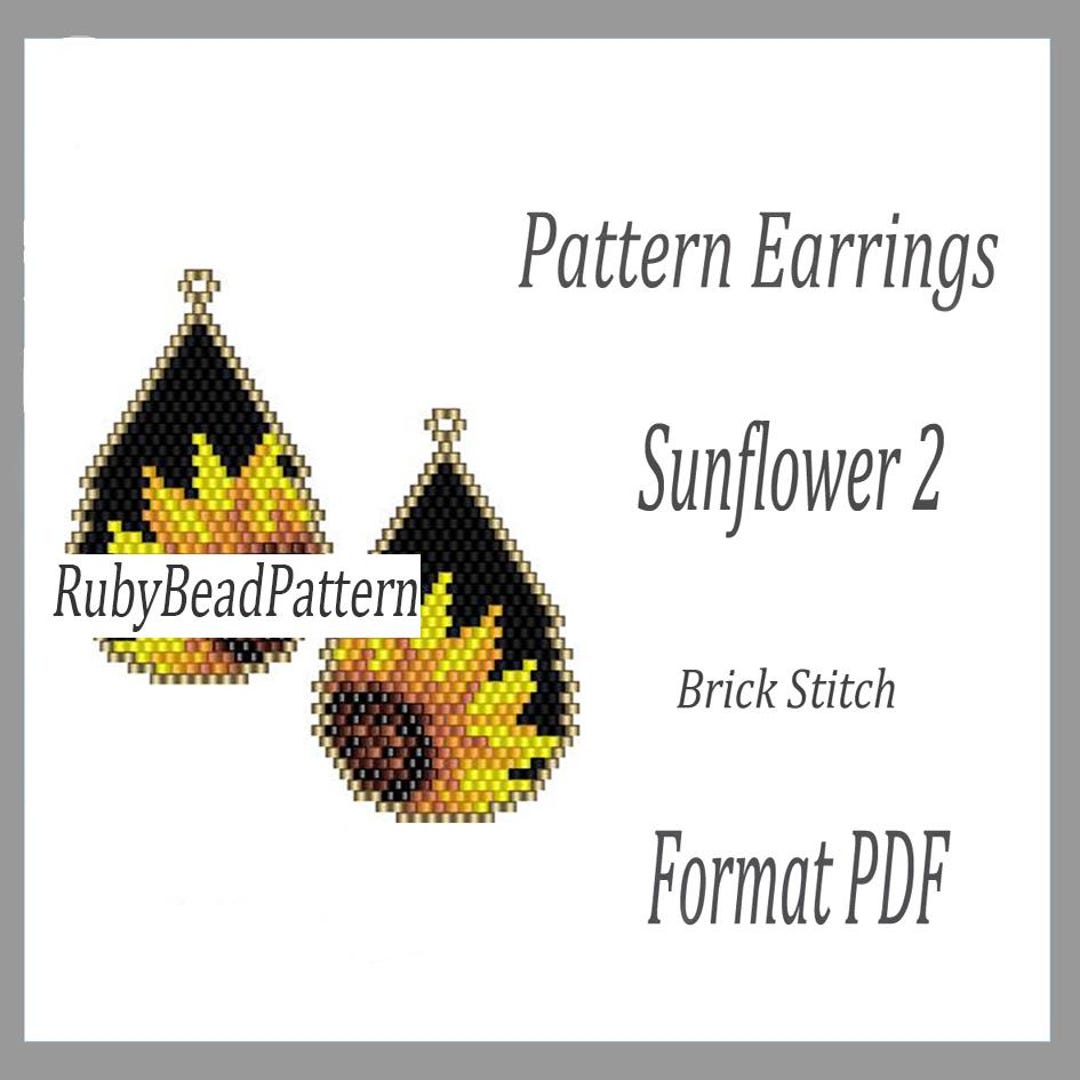 Sunflower 2 Bead Earrings Pattern, Sunflower Bead Pattern, Flowers ...