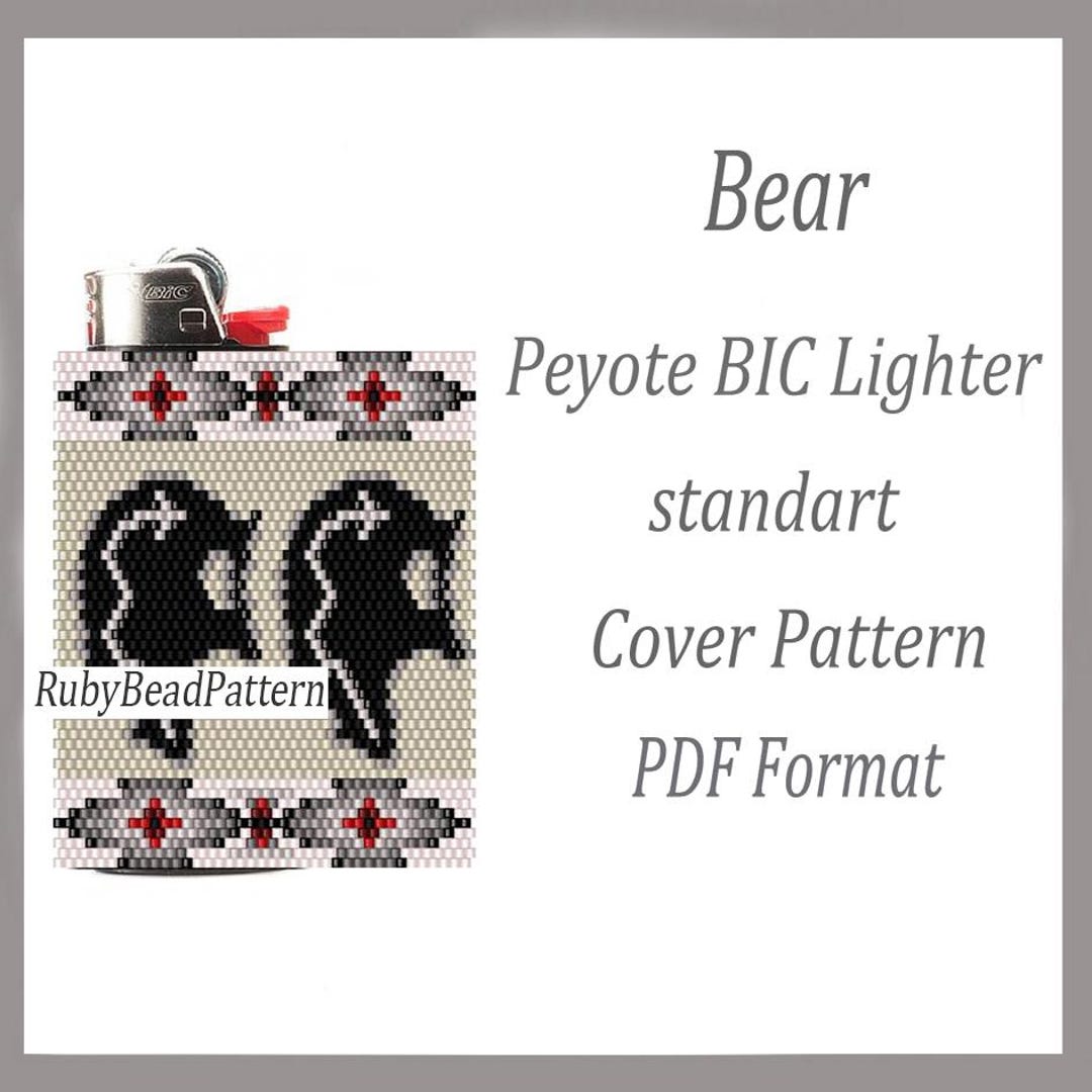 Bear Bead Cover Lighter BIC Pattern, Pattern Cover Lighter, Bear Beaded ...