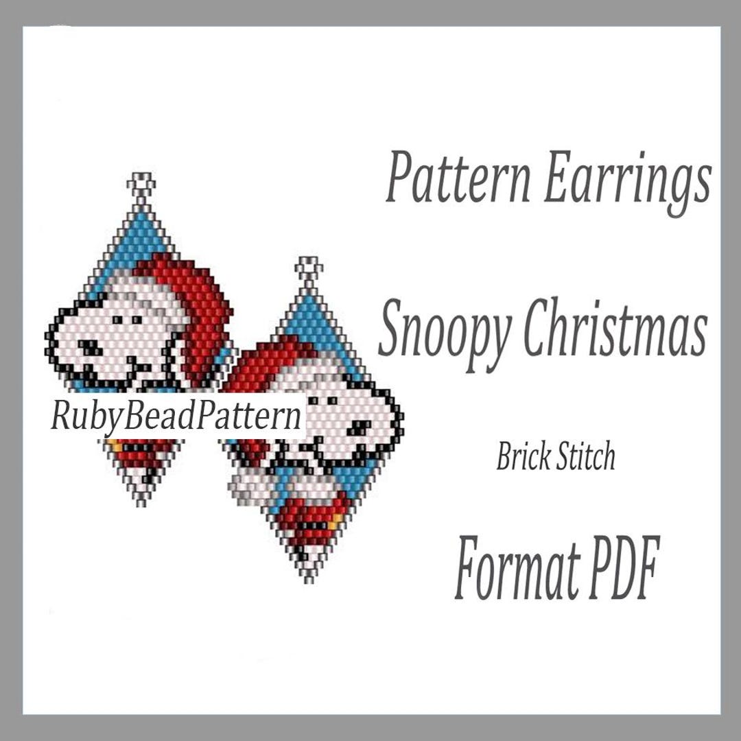Snoopy Christmas Bead Earrings Pattern, Snoopy Beaded Pattern, Snoopy ...