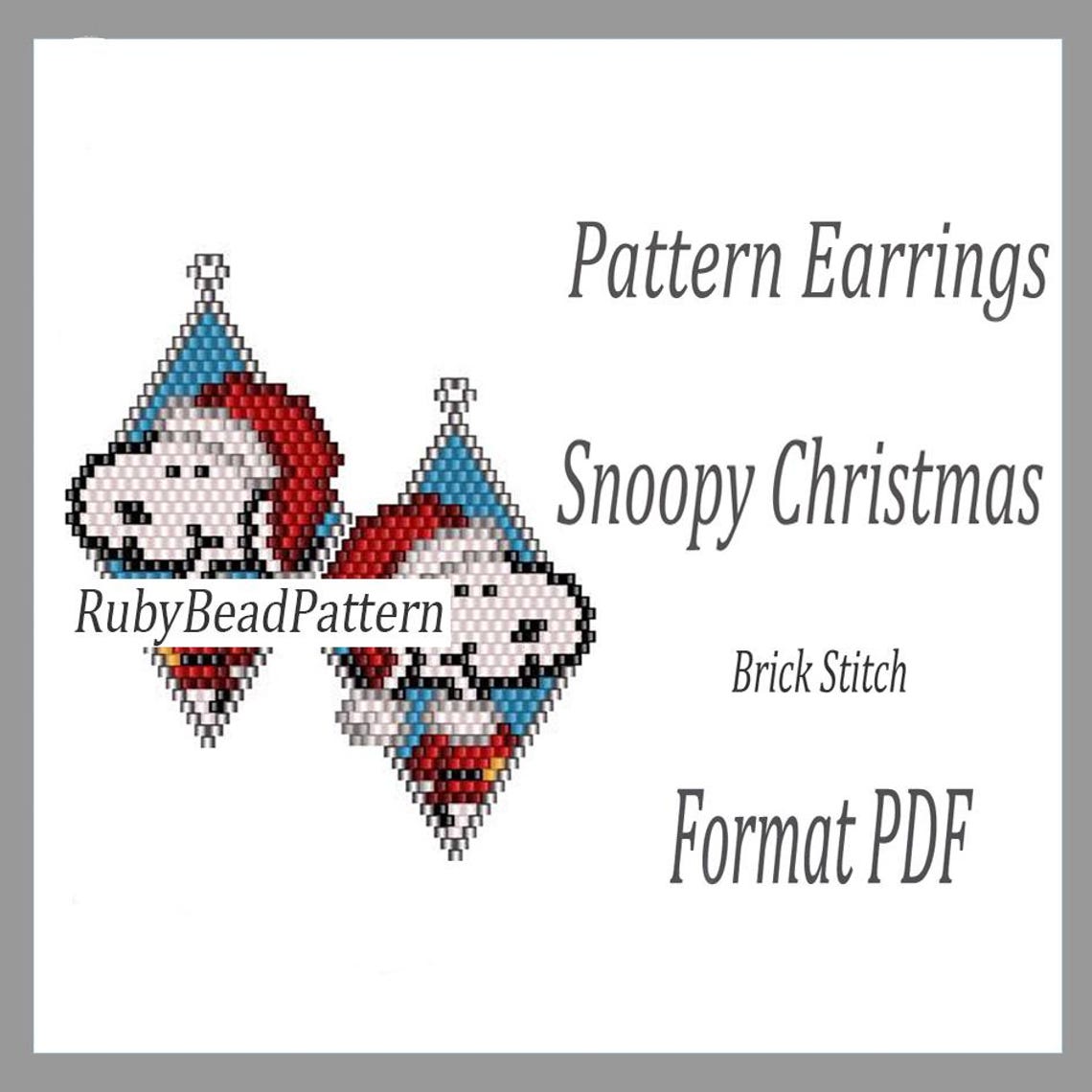 Snoopy Christmas Bead Earrings Pattern, Snoopy Beaded Pattern, Snoopy ...