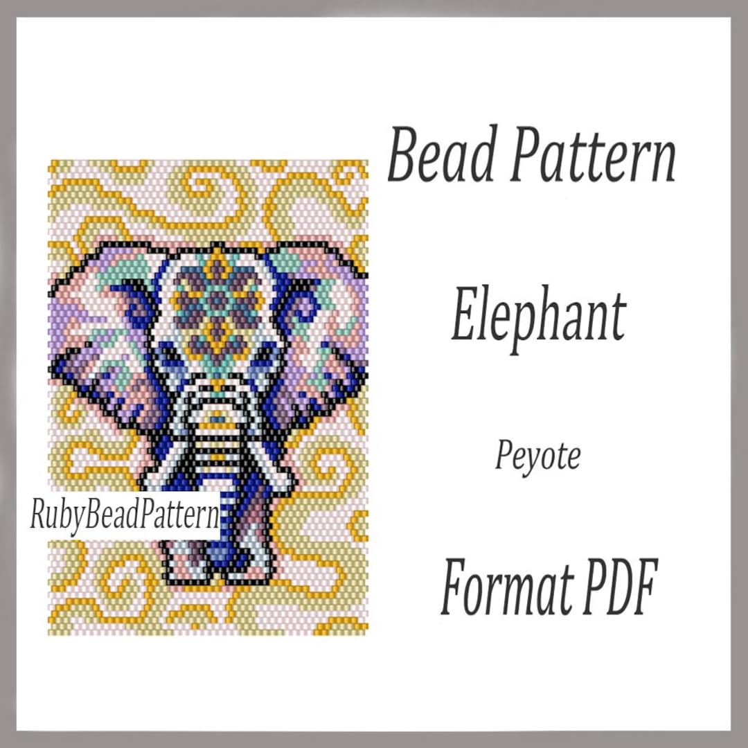 Elephant Mini Tapestry Bead Pattern, Elephant Beaded Pattern, Elephant ...