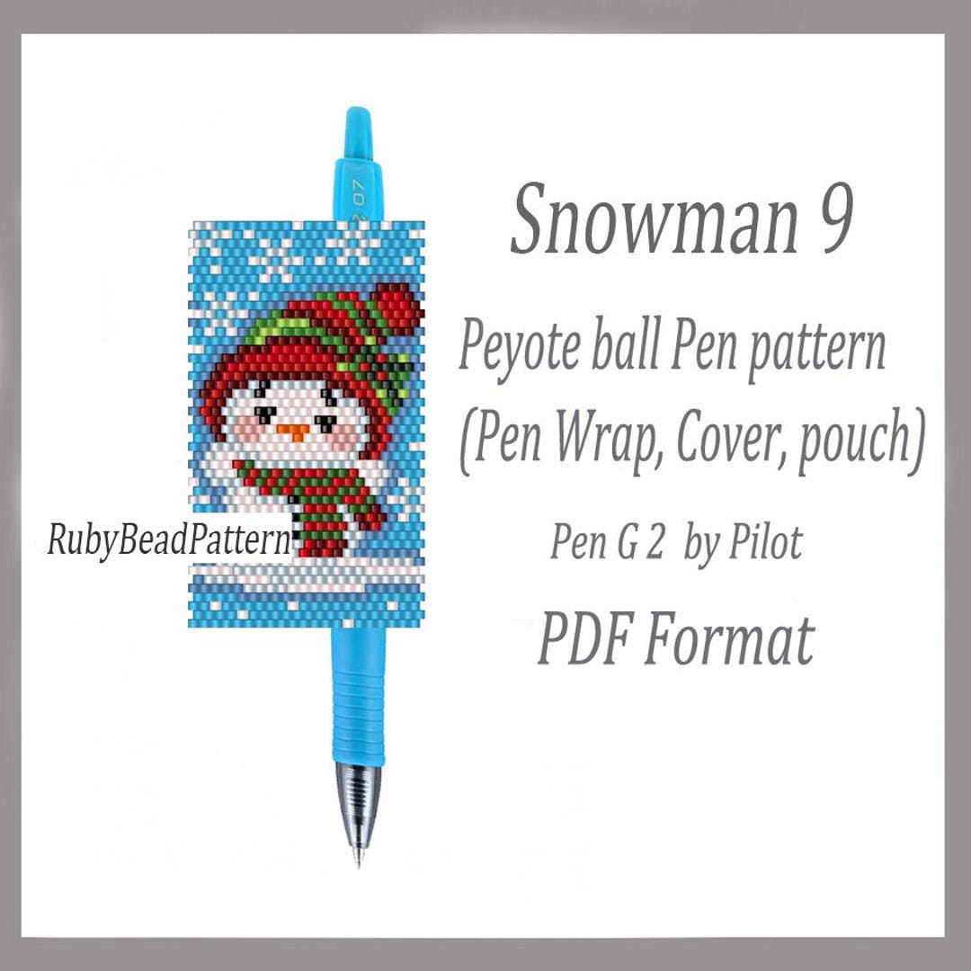 Snowman 9 Bead Pen Wraps Pilot G2, Snowman Pattern Bead Cover Pen ...