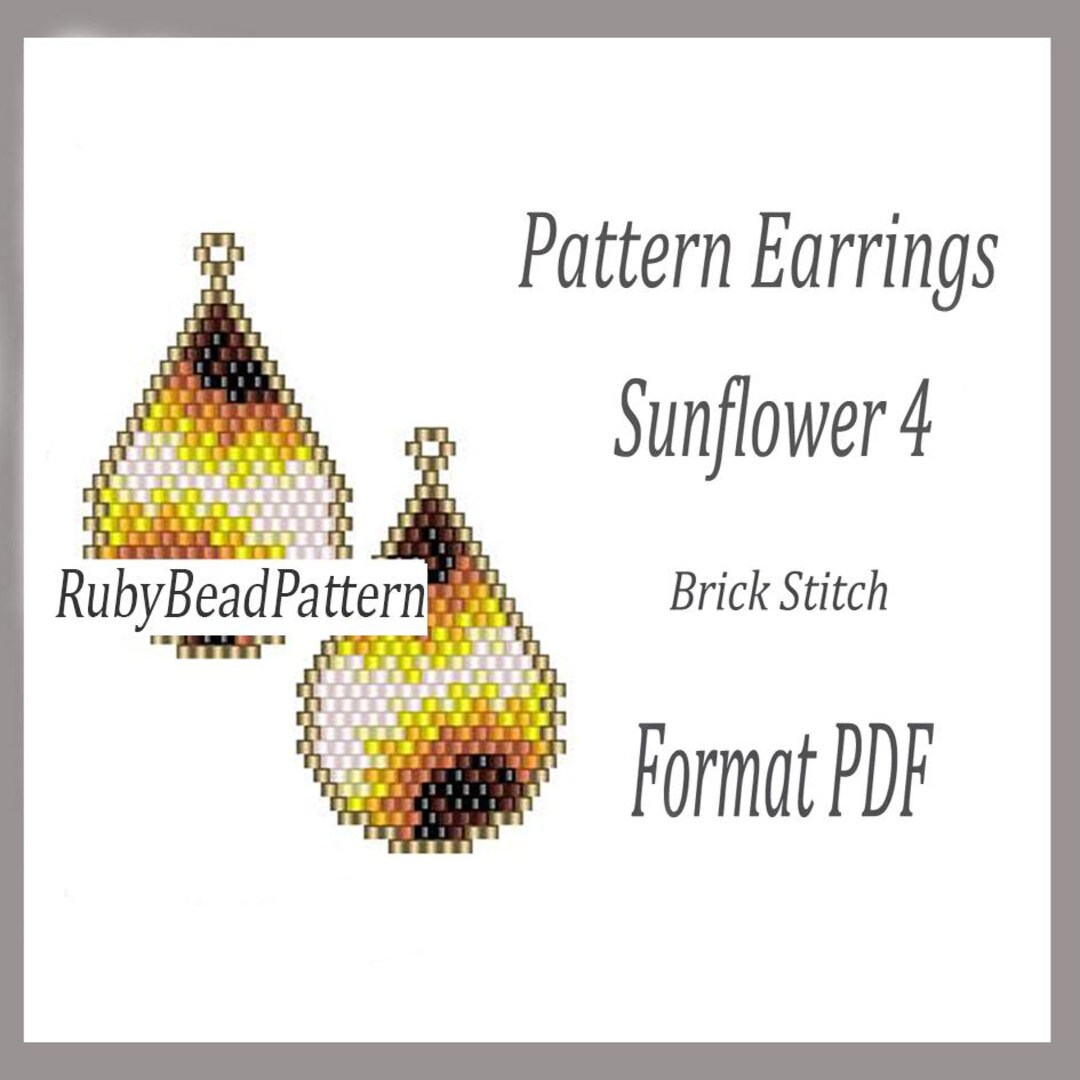 Sunflower 4 Bead Earrings Pattern, Sunflower Bead Pattern, Flowers ...