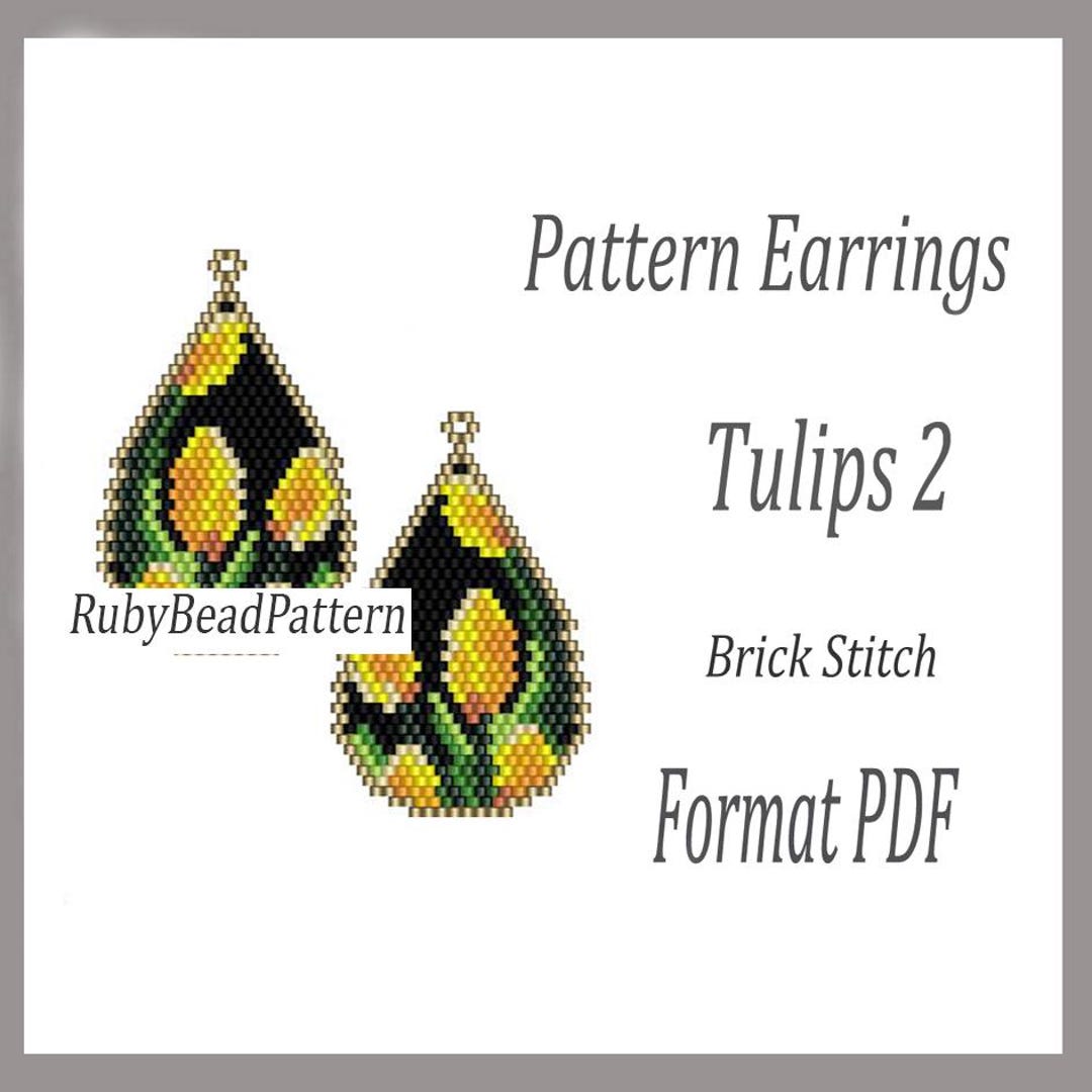 Tulips 2 Bead Earrings Pattern, Tulips Bead Pattern, Flowers Earrings ...