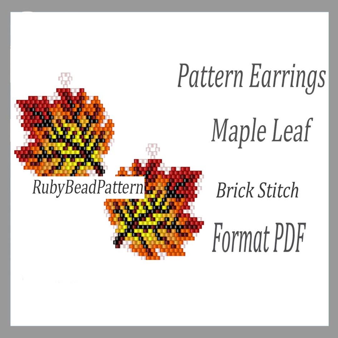 Maple Leaf Bead Earrings Pattern, Maple Leaf Bead Pattern, Maple Leaf ...