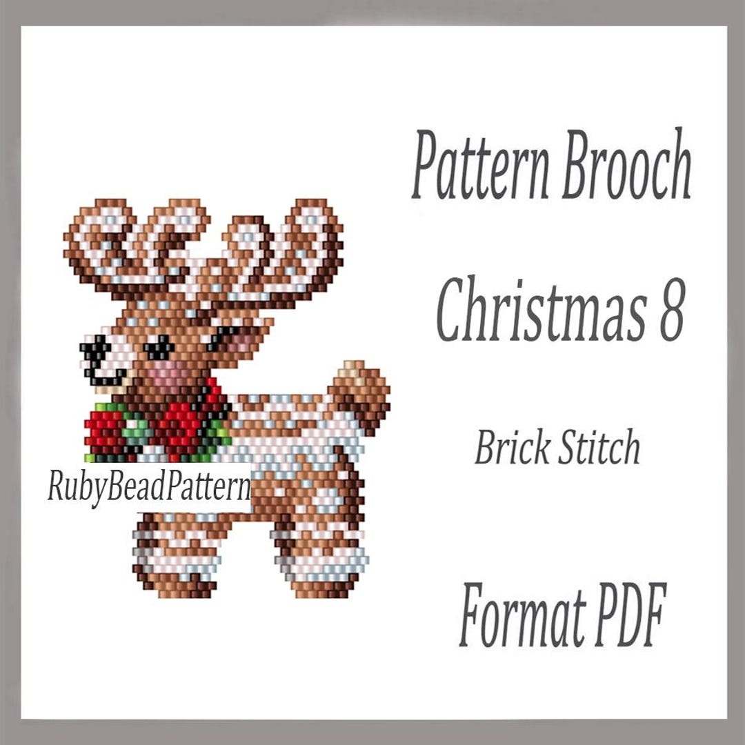 Christmas 8 Bead Brooch Pattern, Christmas Beaded Pattern, Christmas ...
