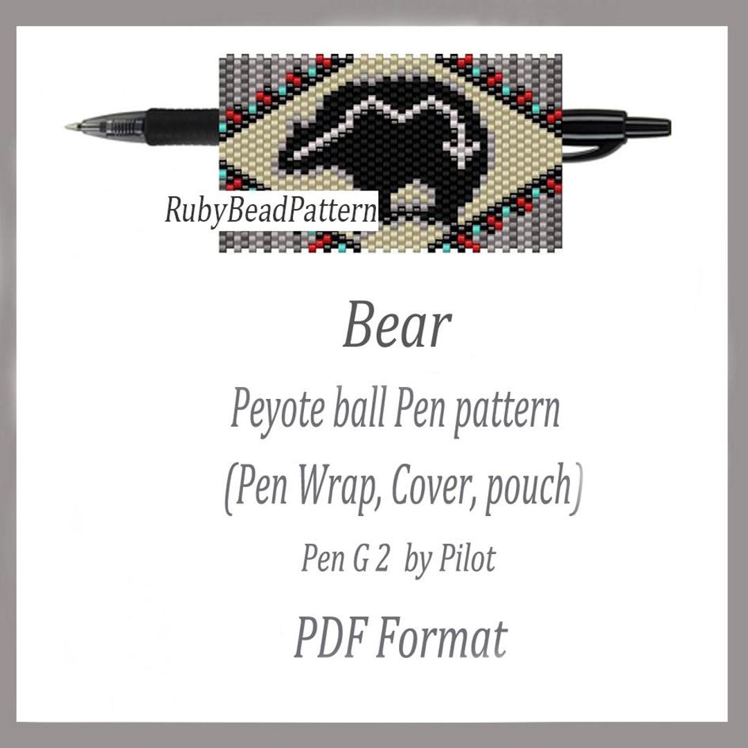 Bear Bead Pen Wraps Pilot G2, Bear Bead Cover Pen, Bear Beaded Patterns ...