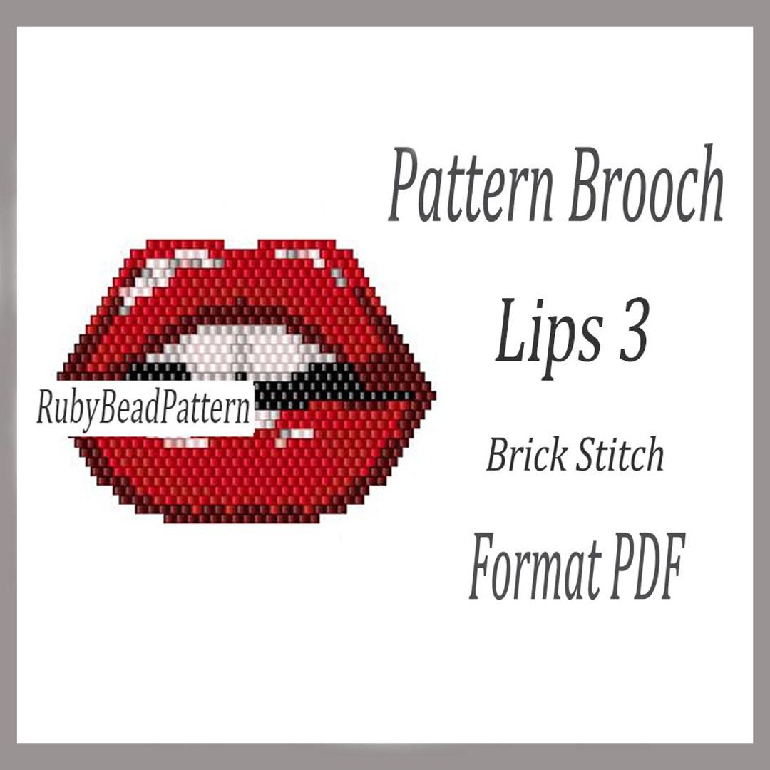 Lips 3 Bead Brooch Pattern, Lips Beaded Pattern, Lips Beading Pattern ...